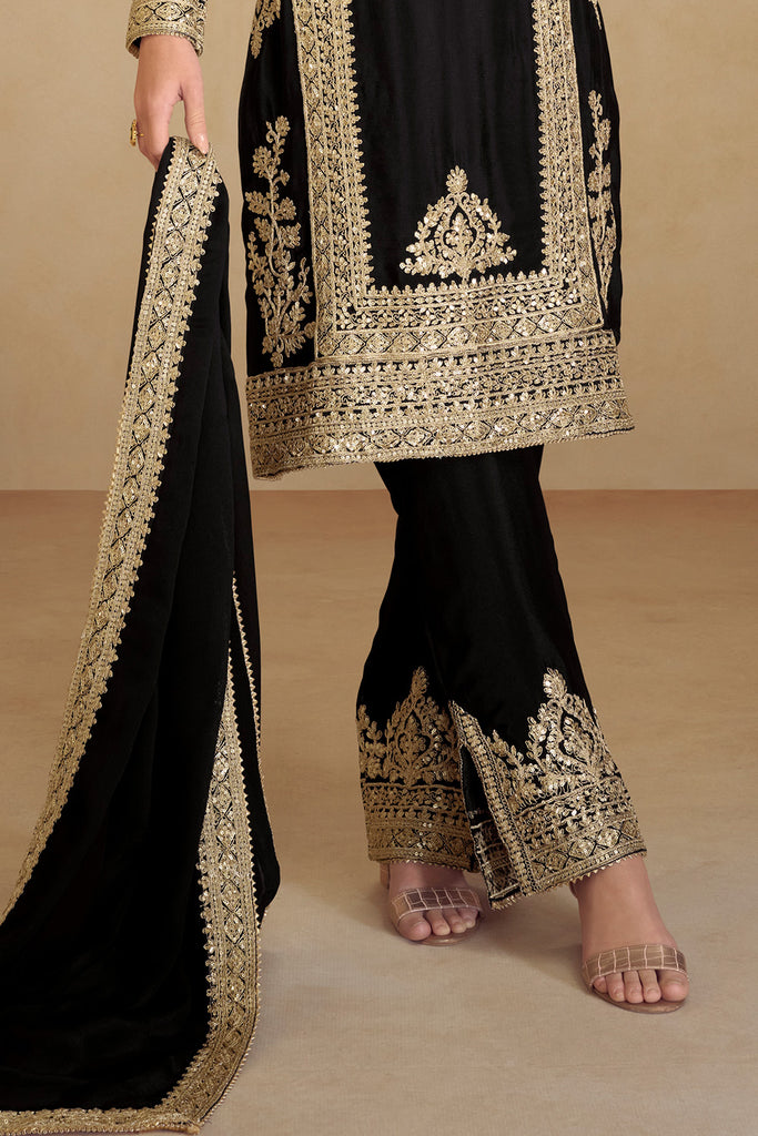 Crepe Silk Embroidered Suit Set